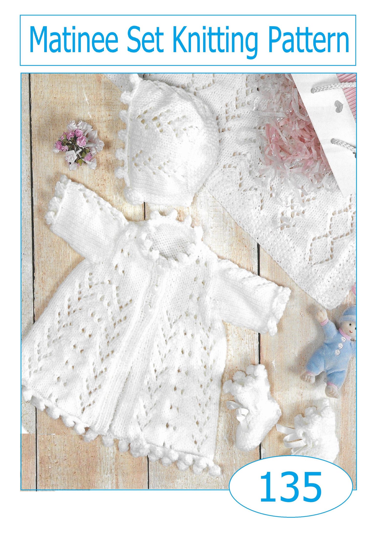Vintage Baby Matinee Set Knitting Pattern: Bonnet, Booties, Shawl (PDF ...