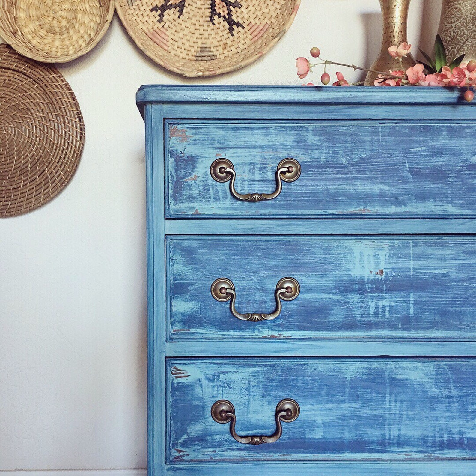 Vintage Blue Bohemian Dresser - Eclectic, Boho Chic, Unique, Beachy ...