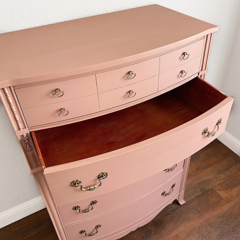 SOLD- Whimsical Pink Dresser - Antique Tall Dresser Chest of Drawers by ...