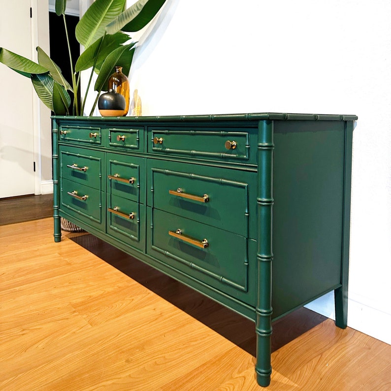 Sold-vintage Emerald Green Long Dresser Mid Century Modern Thomasville ...