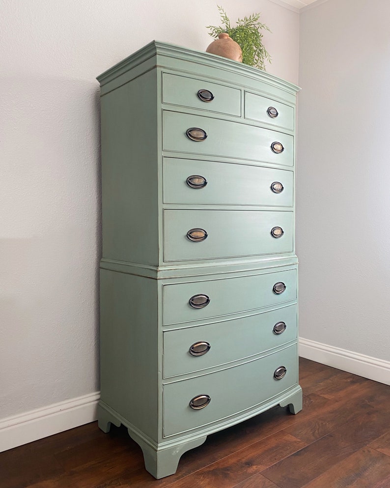 SOLD- Mint Green Antique Extra Large Tall Dresser Shabby Chic Chest of ...