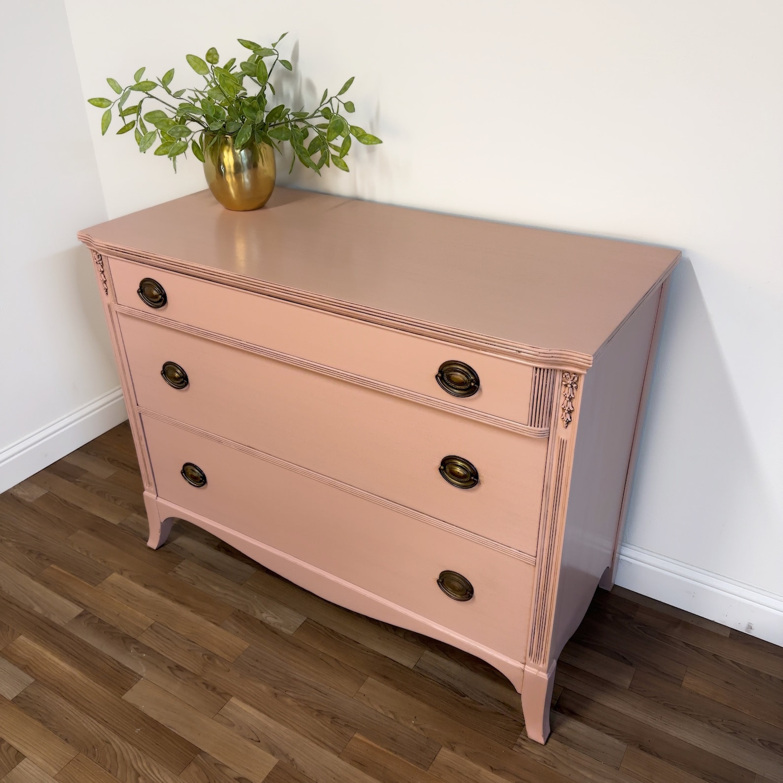 SOLD- Gorgeous Light Pink Antique Dresser Chest of Drawers Changing ...