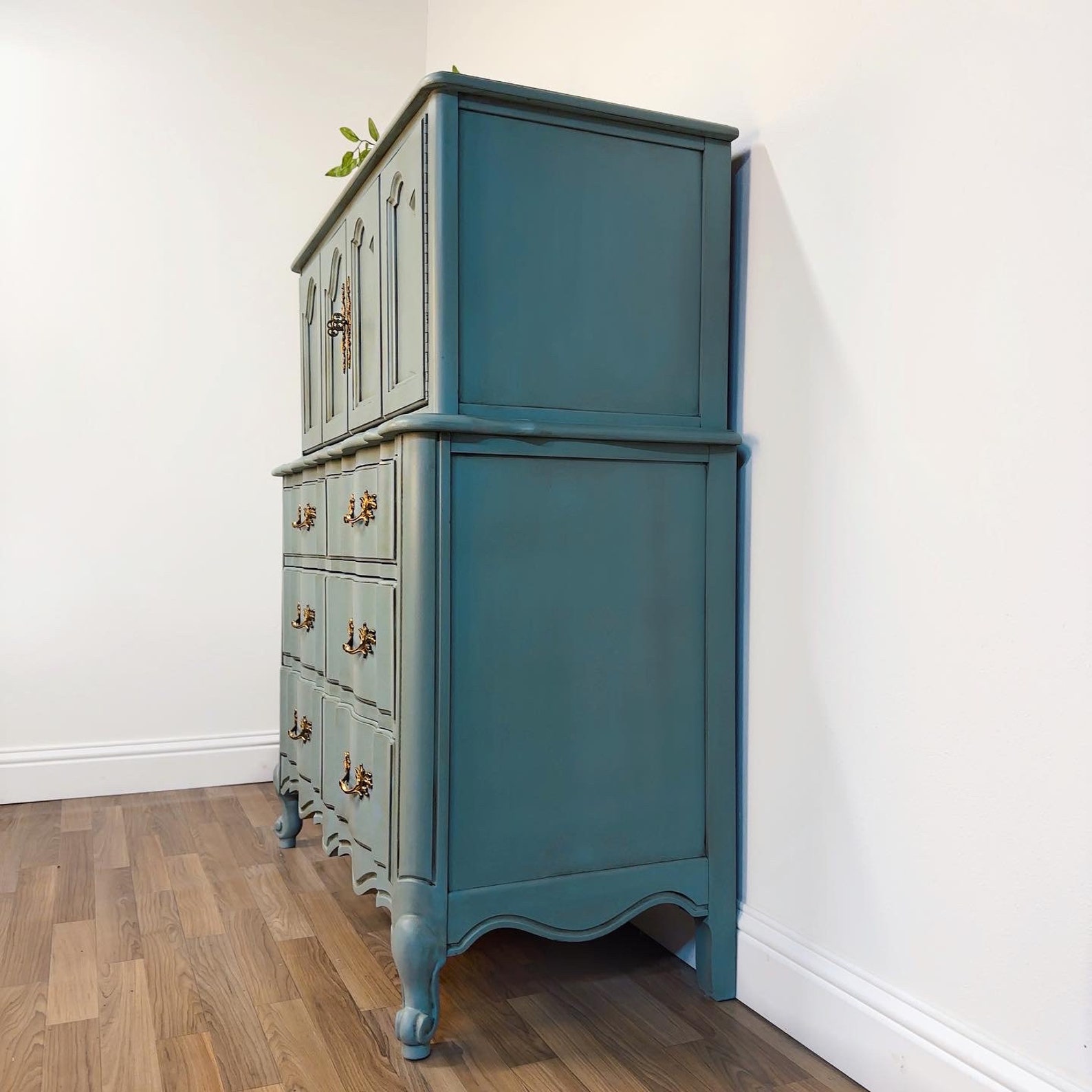 SOLD Beautiful Light Blue Vintage French Provincial Tall Dresser Chest ...
