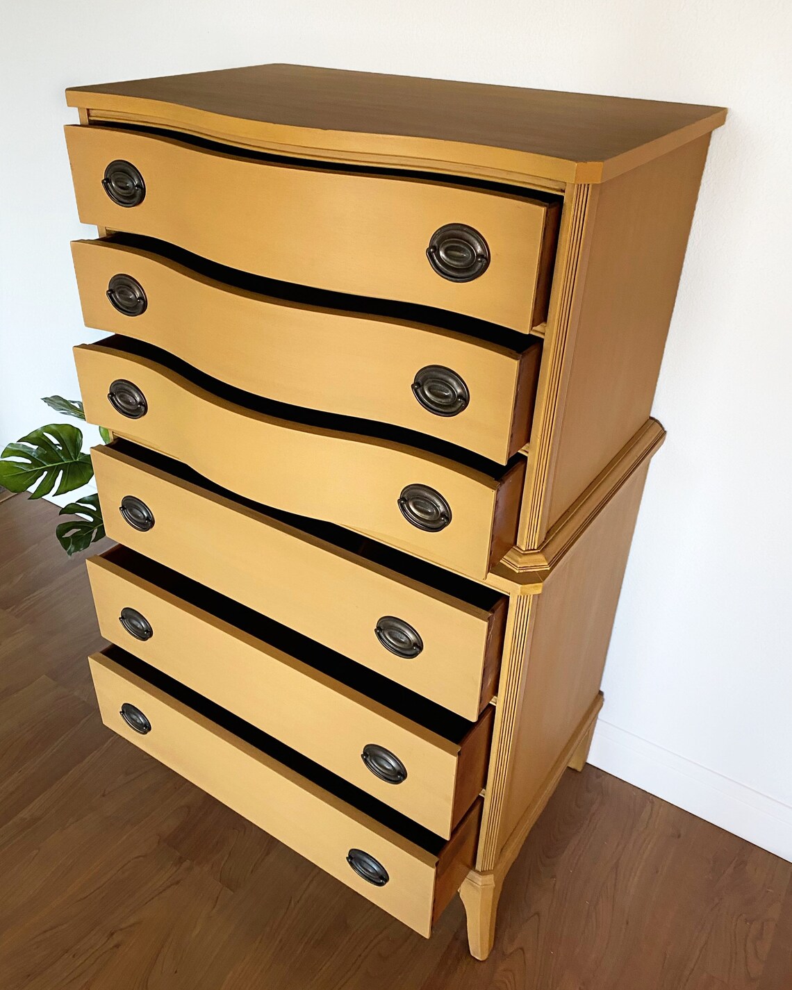 Gorgeous Mustard Yellow Tall Dresser Chest of Drawers Antique Mahogany ...