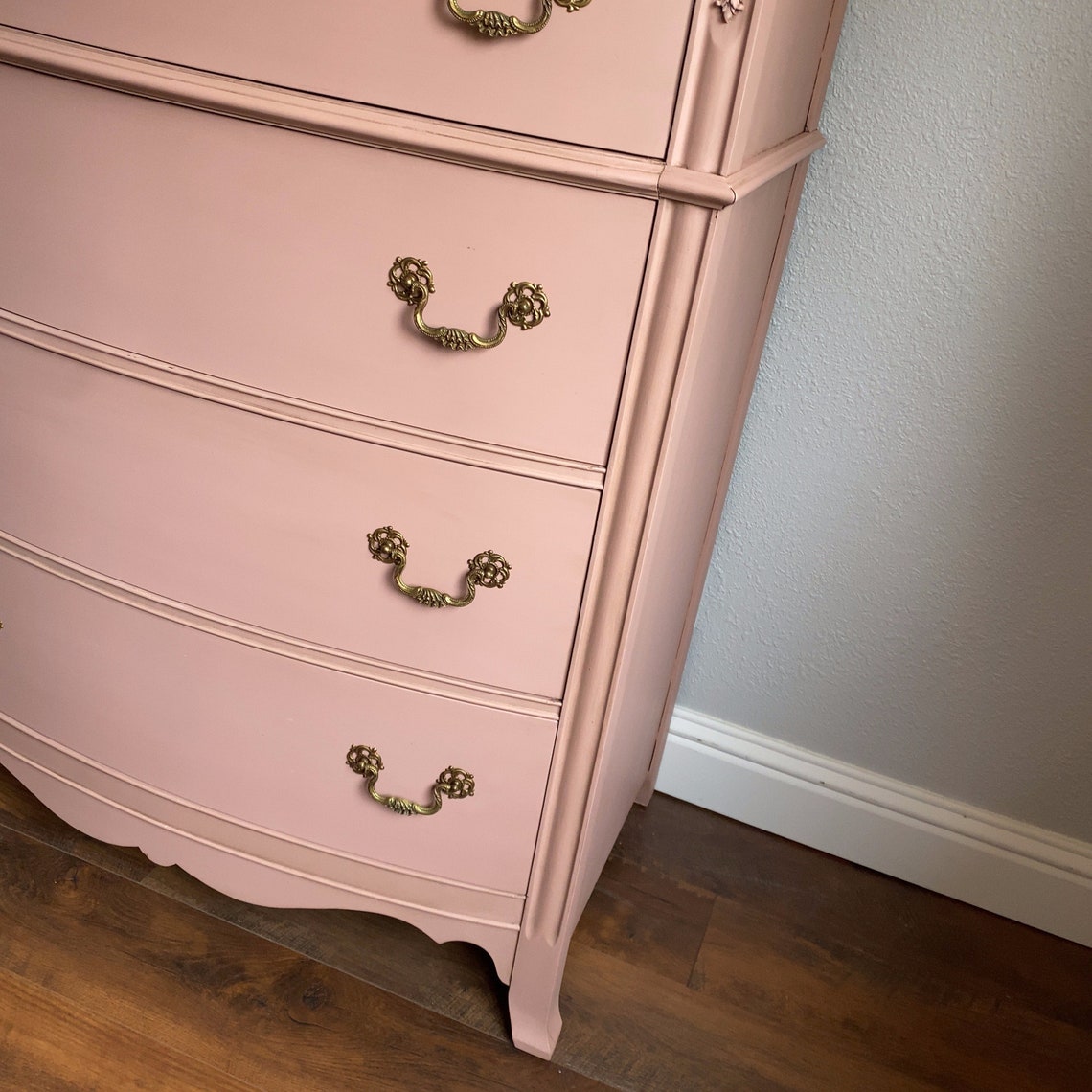 SOLD Whimsical Pink Dresser Antique Tall Dresser Chest of Drawers by ...