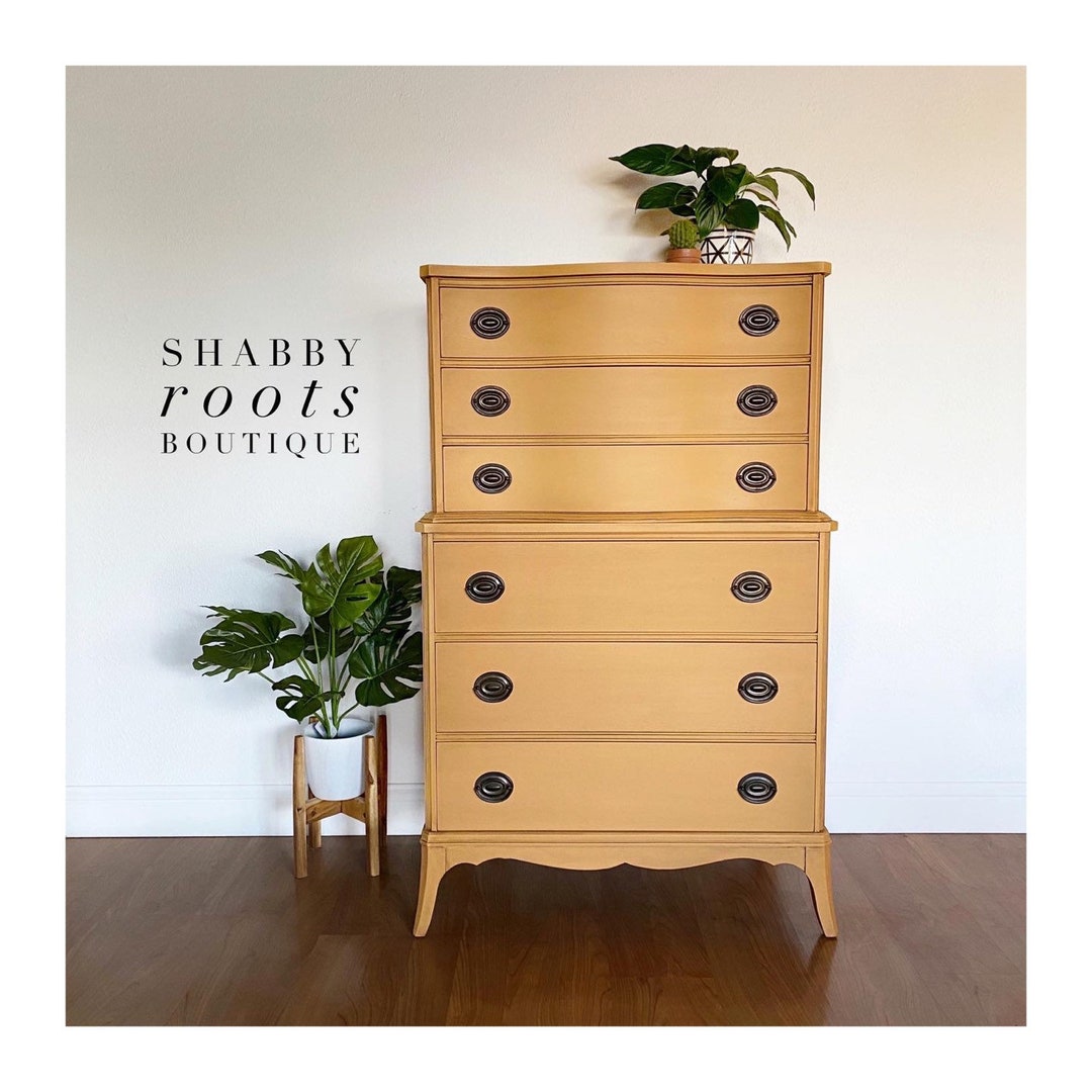 Gorgeous Mustard Yellow Tall Dresser Chest of Drawers Antique Mahogany ...