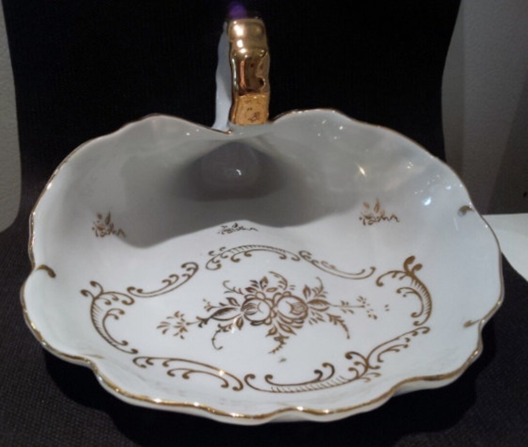 Gold and White Cornucopia Shaped Candy Dish C. 1940s - Etsy