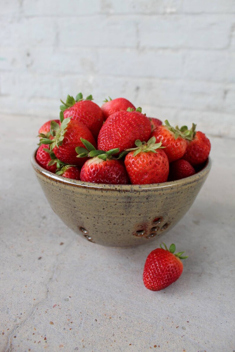 Pottery Berry Bowl/colander Wheel Thrown Stoneware | Etsy