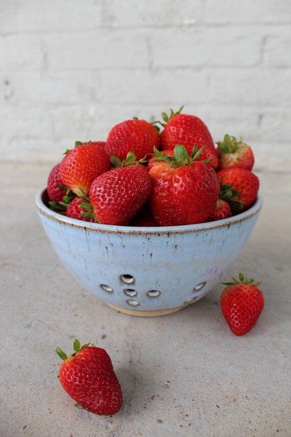 Pottery Berry Bowl/colander Wheel Thrown Stoneware | Etsy