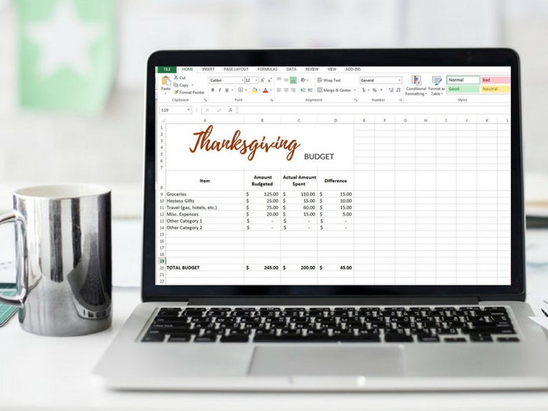 Holiday Budget Planner Christmas Budget Excel Spreadsheet Thanksgiving ...