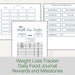 Weight Loss Tracker Diet Tracker Food Diary Goal Planner Food Journal ...
