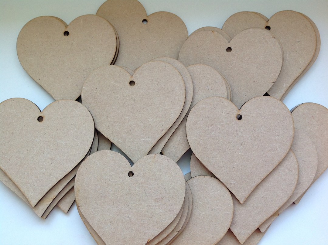 25 MDF Heart Shapes, Laser Cut Hearts, MDF, Hearts With Centre Hole for ...