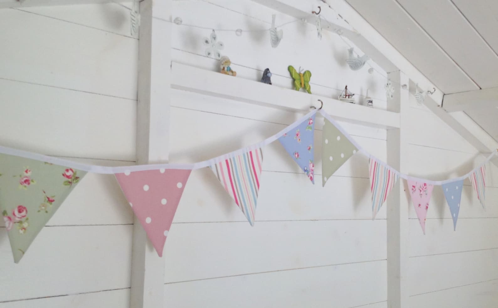 Bunting Stripe Floral & Dotty Bunting Pastel Bunting - Etsy