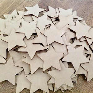 20 MDF Star Shapes With Hanging Hole, Tags, Laser Cut Shapes, Wooden ...