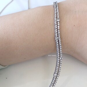 18kt White Gold Diamond Double Line Bracelet- Has Matching Necklace ...