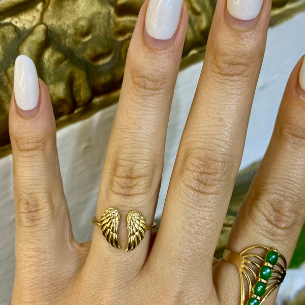 Gold Angel Wing Ring - Etsy