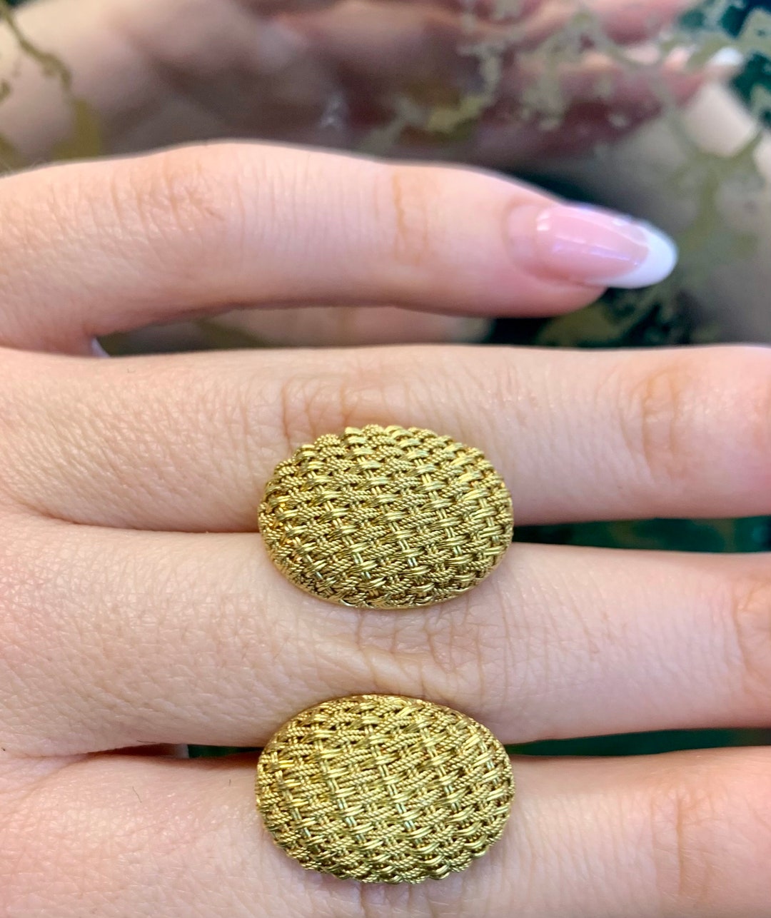 18kt Yellow Gold Woven Oval Shape Cufflinks - Etsy