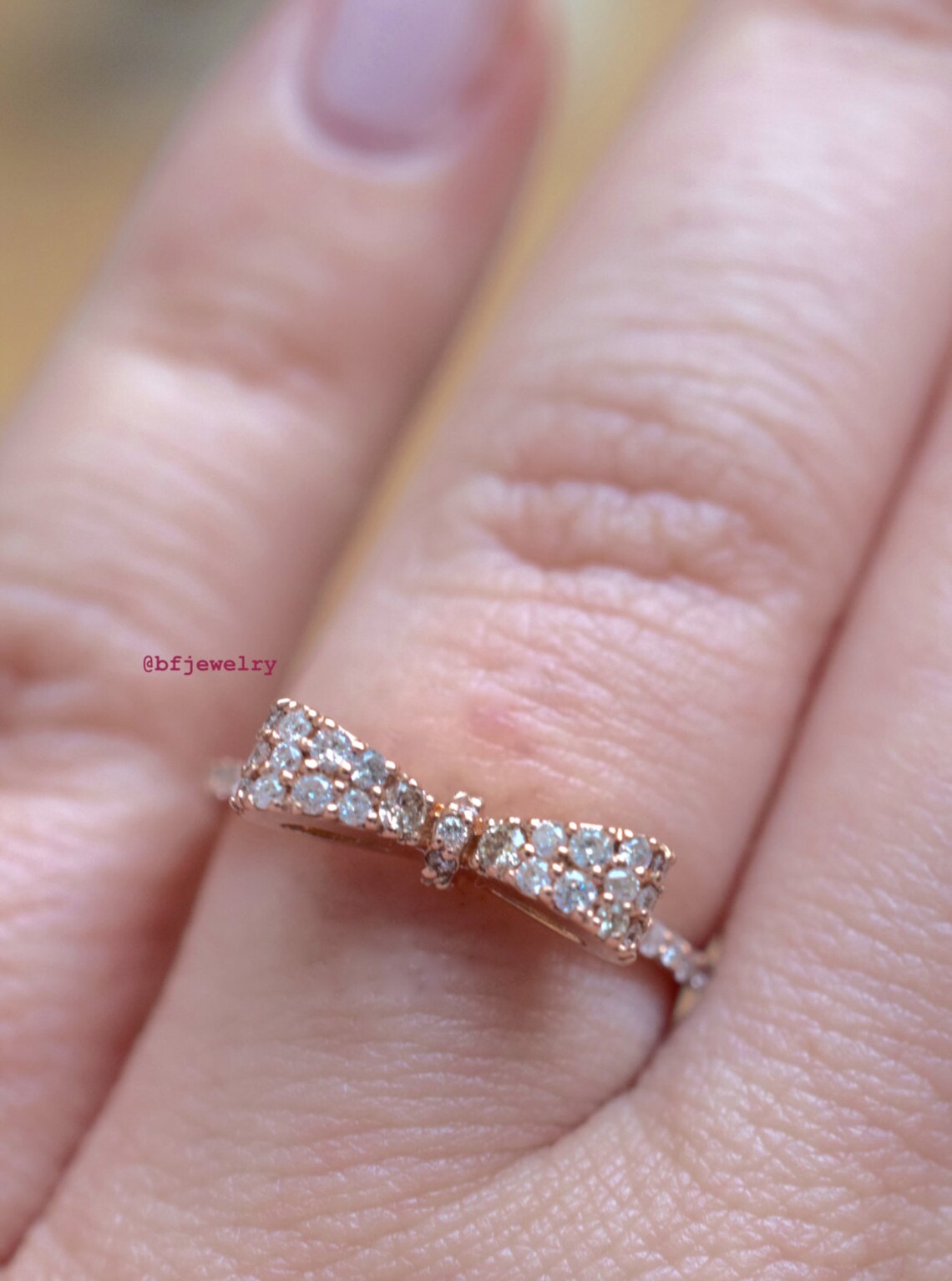 14kt Rose Gold Diamond Bow Ring Has Matching Necklace - Etsy