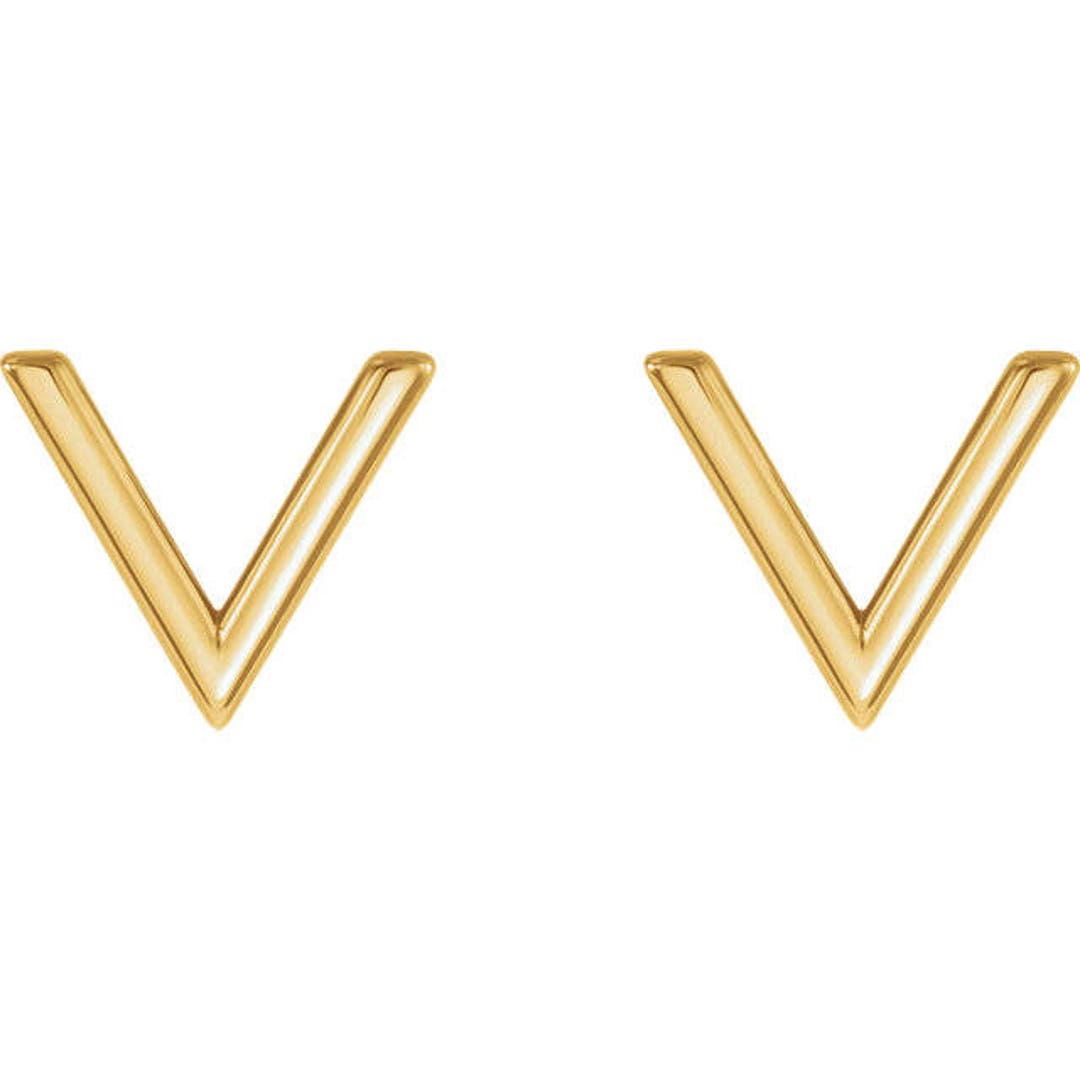 Any Color 14kt Gold V Shape Stud Earrings And/or Matching - Etsy