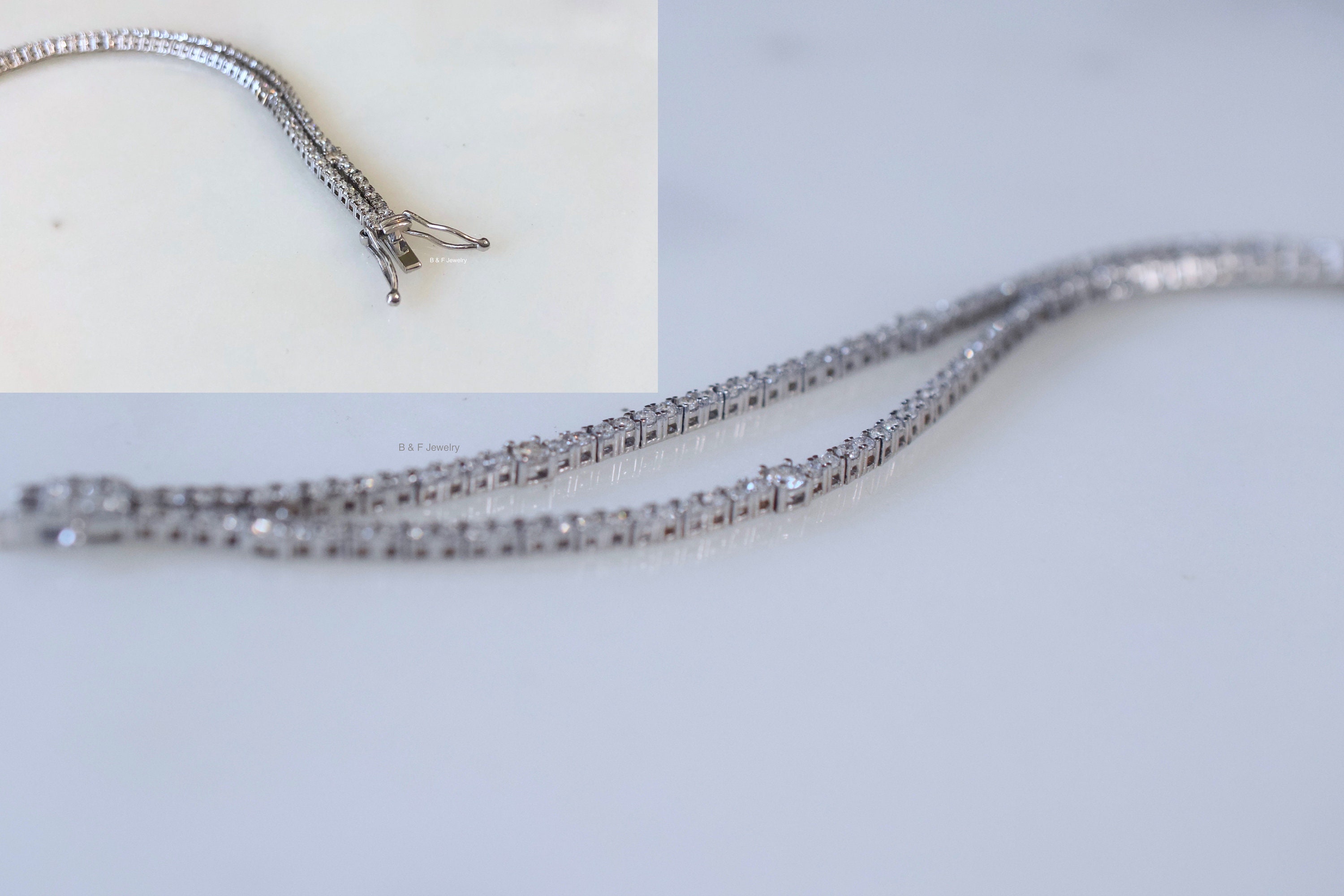 18kt White Gold Diamond Double Line Bracelet- Has Matching Necklace ...