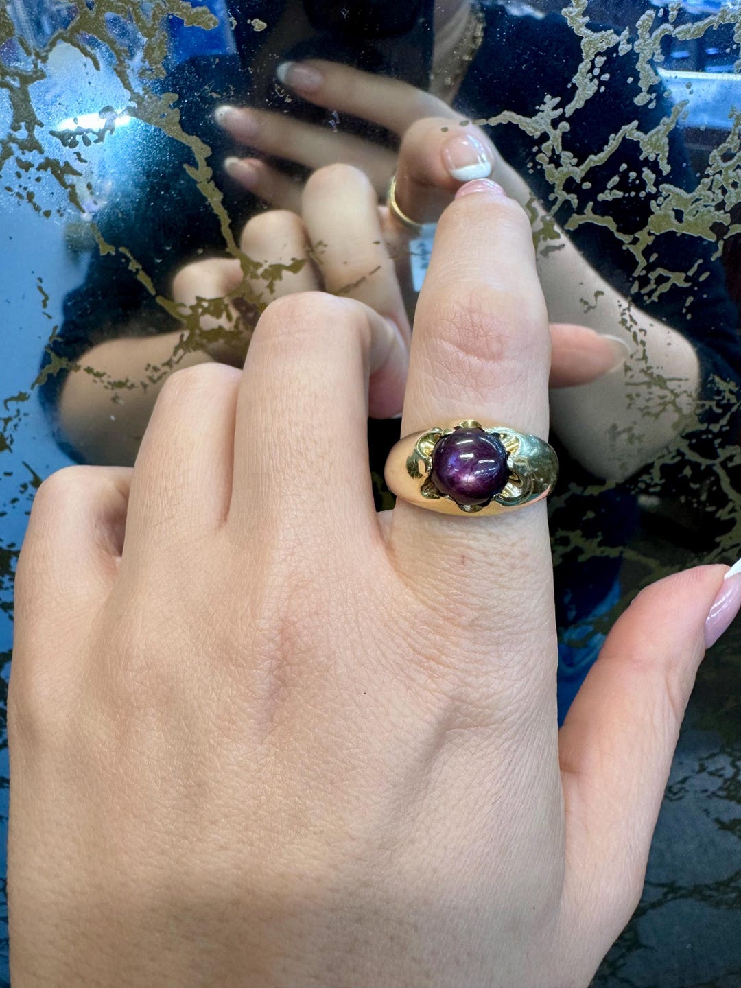 Vintage 14kt Yellow Gold Men's Dark Purple-red Star Sapphire Ring - Etsy