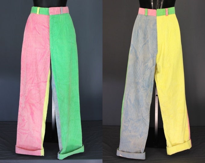 80's Pants.....80's Pastel Color Blocked Corduroy Preppy/new Wave Pants ...