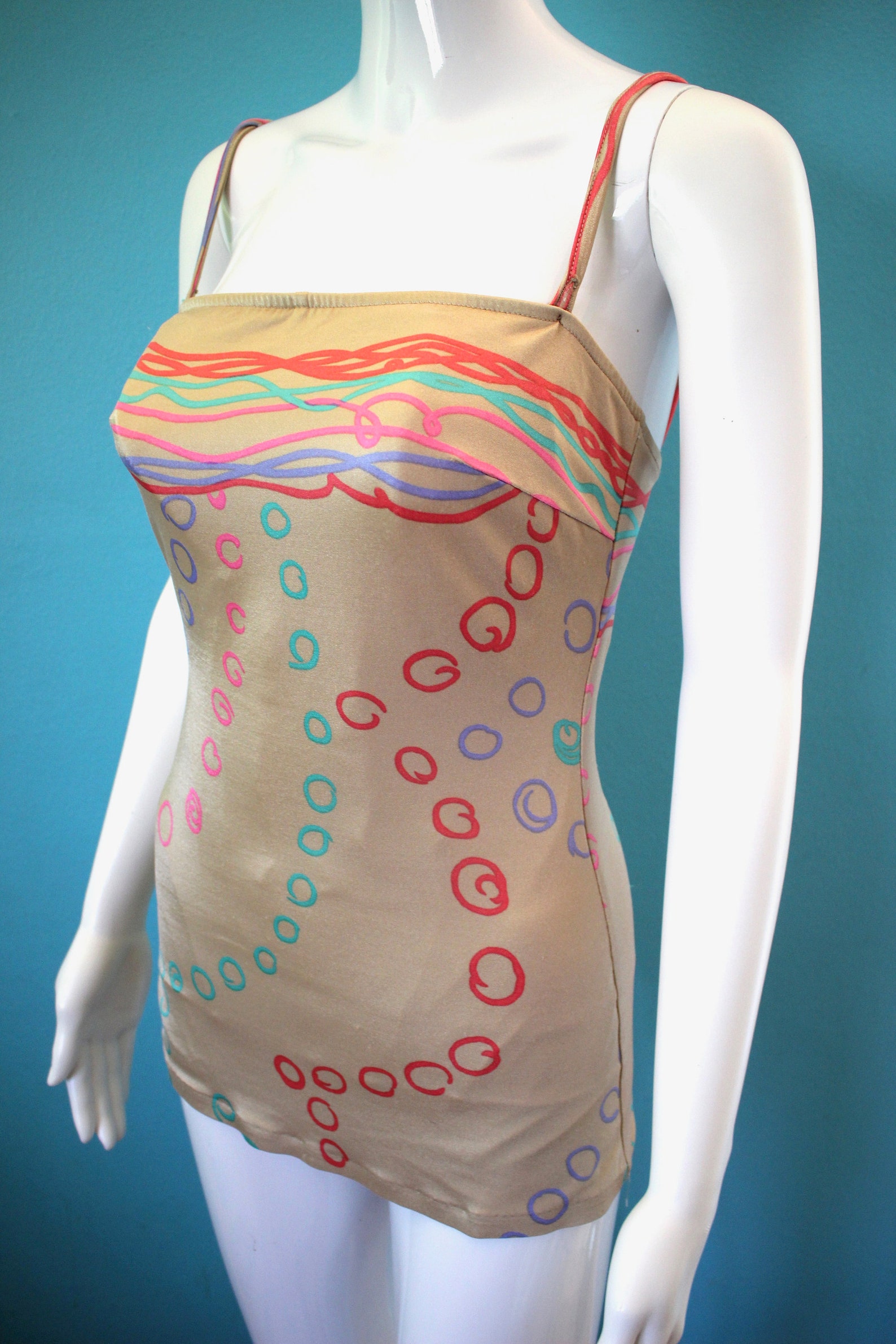 80s Womens Swimsuit 1980s Beige One Piece Bathing Etsy