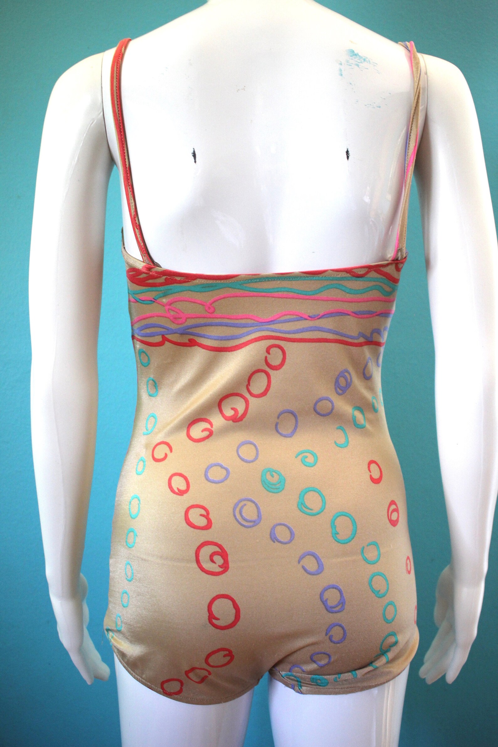 80s Womens Swimsuit 1980s Beige One Piece Bathing Etsy