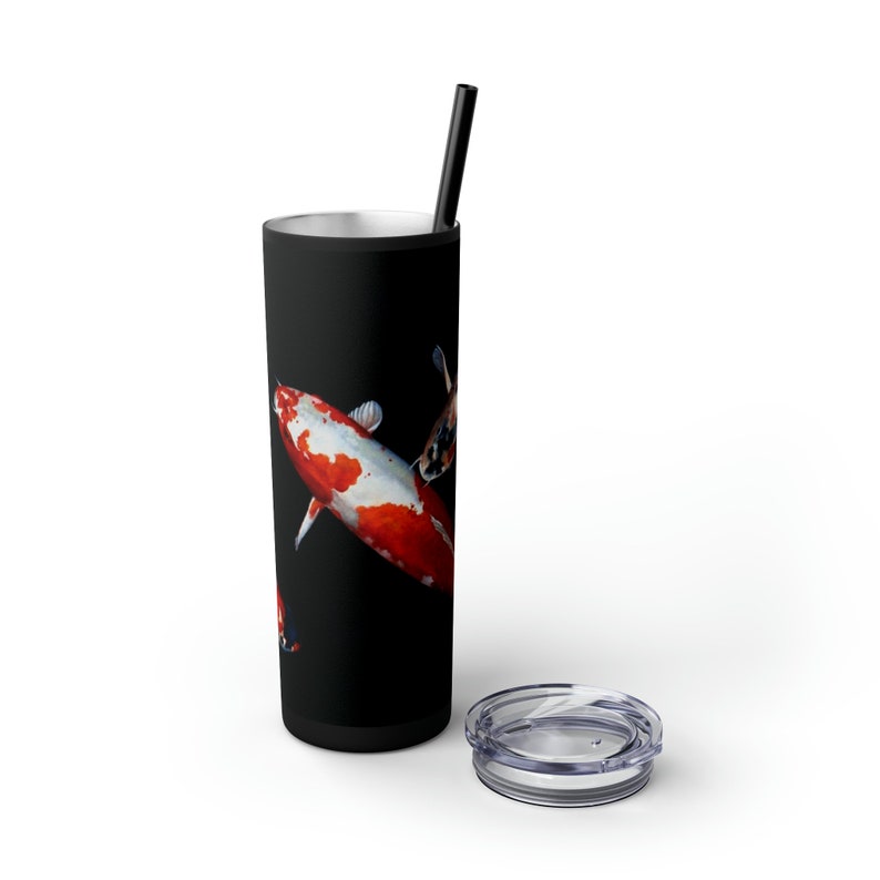 20oz Skinny Tumbler With Straw, Japanese Koi Fish Original Art Oil ...
