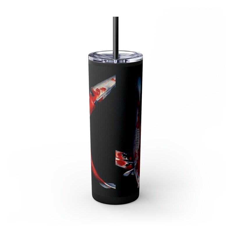 20oz Skinny Tumbler With Straw, Japanese Koi Fish Original Art Oil ...