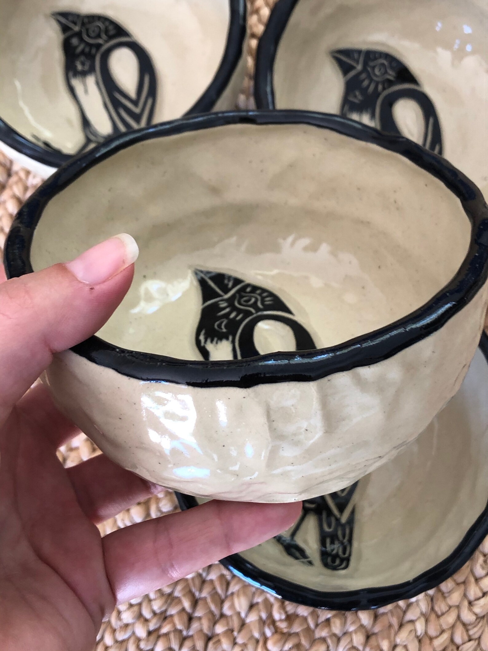 5'' Magpie Bowls Bowl Set White Clay/black - Etsy