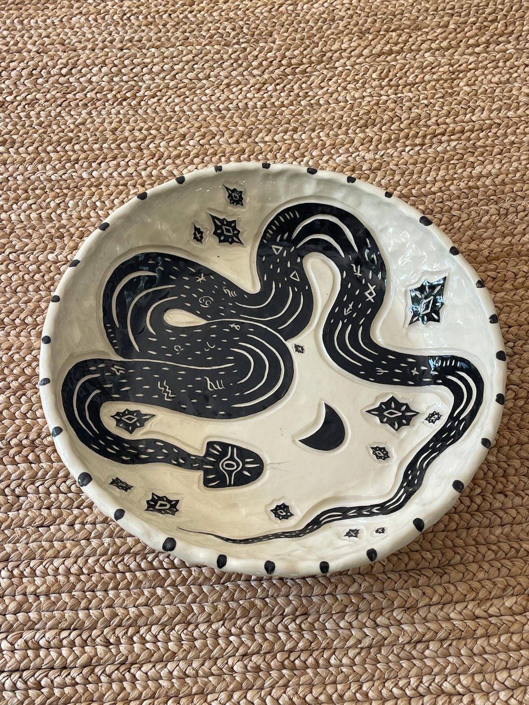 12 Inch Shallow Snake Spirit Serving Bowl - Snake Pasta Bowl With ...