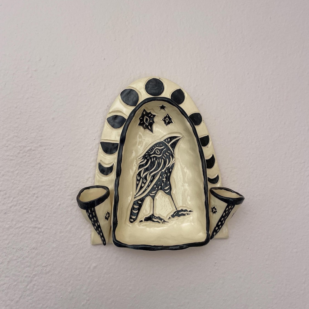 Crow Altar - Ceramic Altar Wall Hanging - Crow Wall Hanging - Personal ...