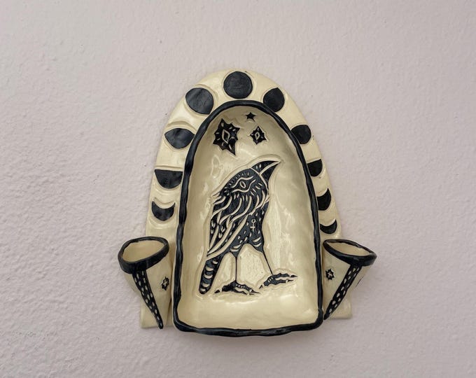 Crow Altar - Ceramic Altar Wall Hanging - Crow Wall Hanging - Personal ...