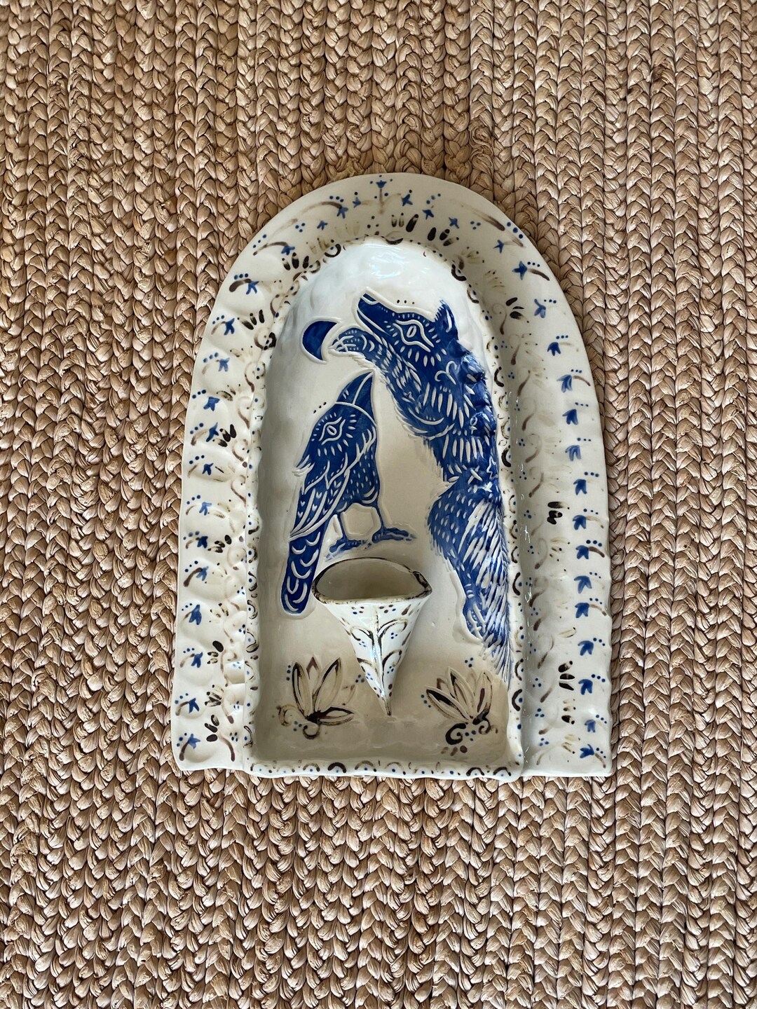 Soul Fox and Crow Spirit Altar Fox Spirit Wall Hanging Piece Burnt ...