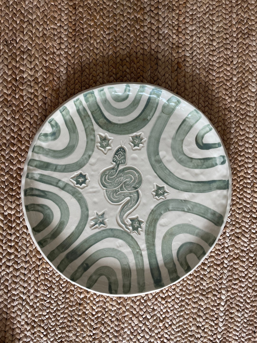 Snake Spirit Platter - Green - Snake Platter 12.5 Inch | Burnt Thistle ...