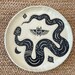 Snake Spirit Plate Snake and Sacred Scarab Plate 10'' White Clay With ...