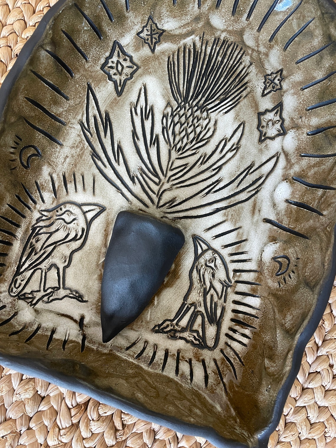 Crow and Thistle Altar - Wall Hanging Piece - Personal Shrine - Ceramic ...