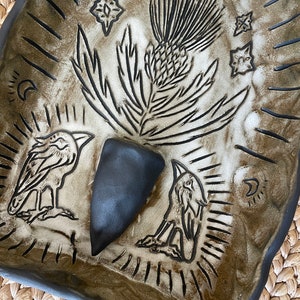Crow and Thistle Altar - Wall Hanging Piece - Personal Shrine - Ceramic ...