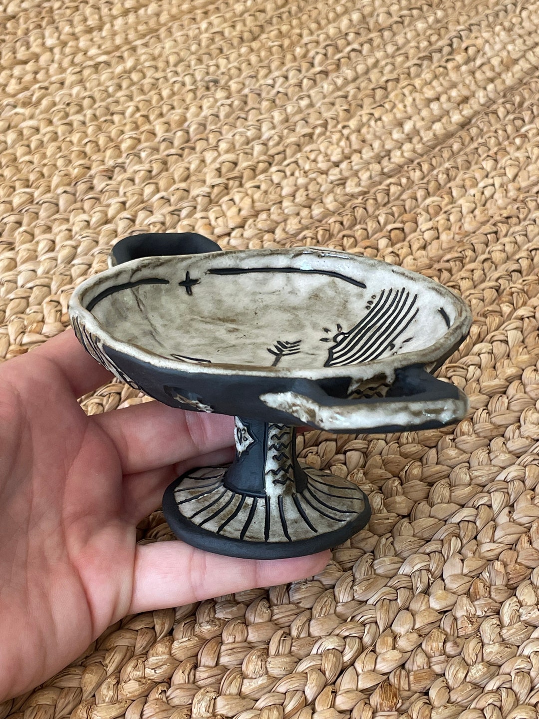 Chalice - Handbuilt Ceramic Drinking Vessel With Handles - Burnt ...
