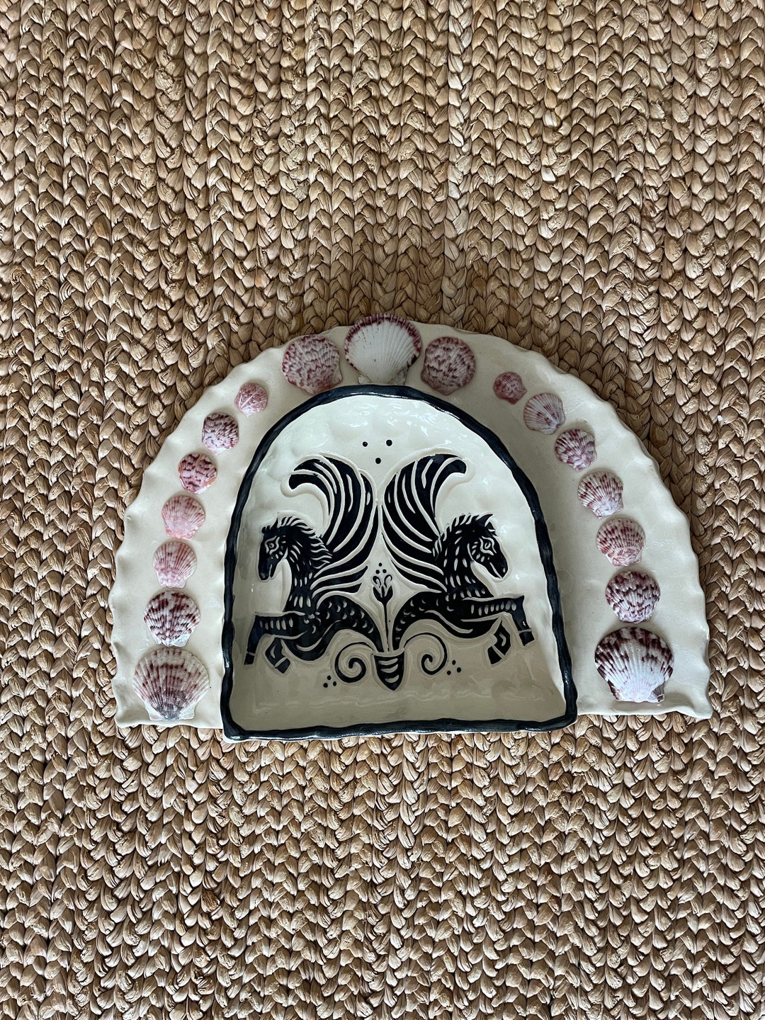 Sea Horses and Shells Altar - Real Seashells Wall Hanging Piece ...