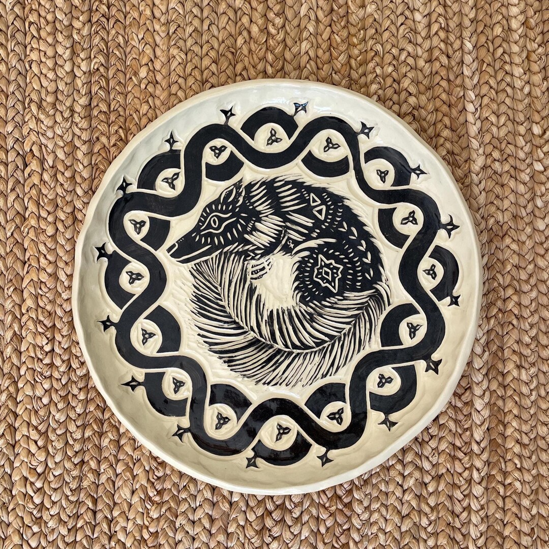 Wolf Spirit Platter - Wolf 10 Inch Plate - Wolf Ceramic Platter - Fox ...