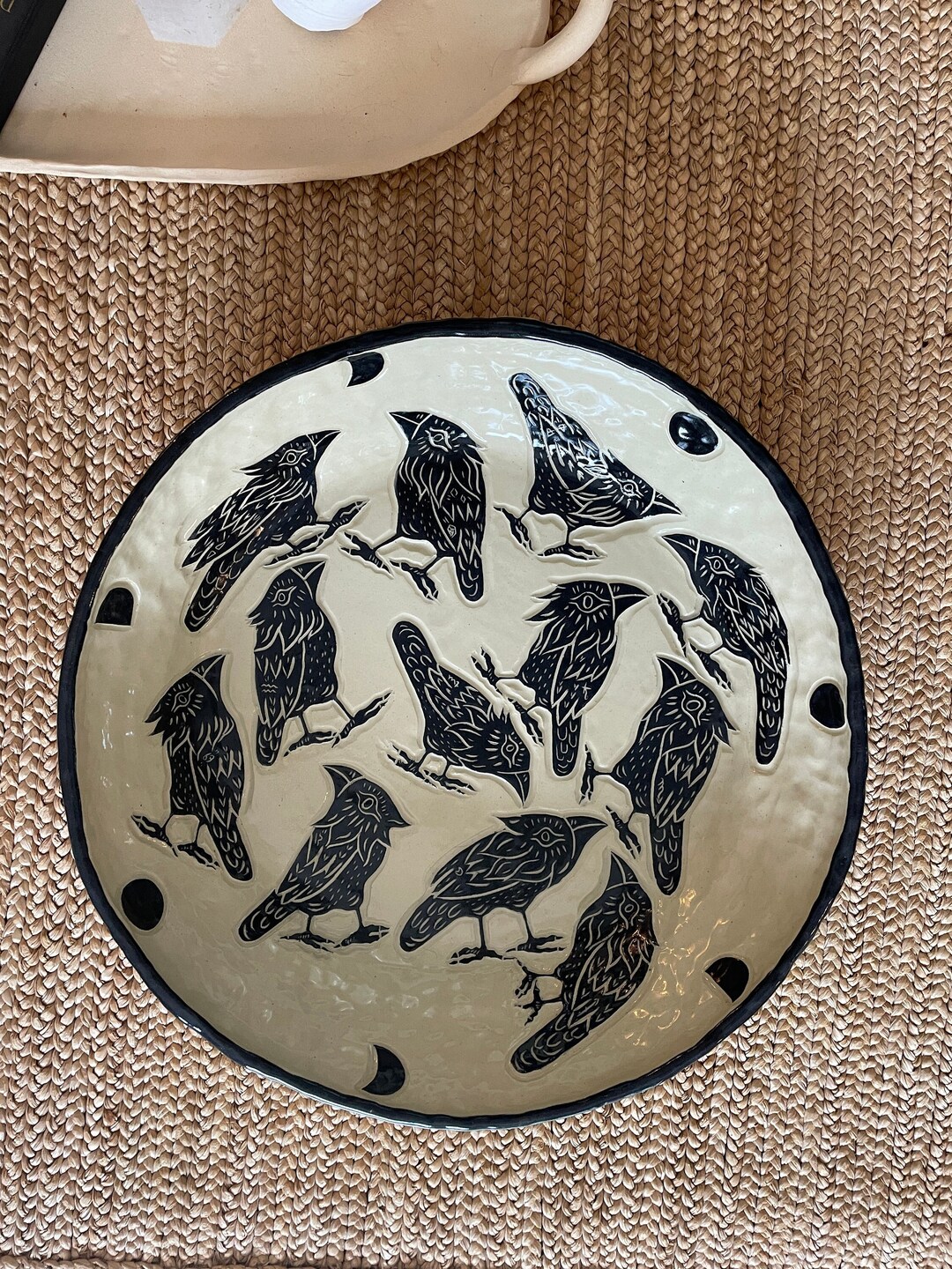 X-large Murder of Crows Spirit Bowl X-large Handbuilt and Hand-carved ...