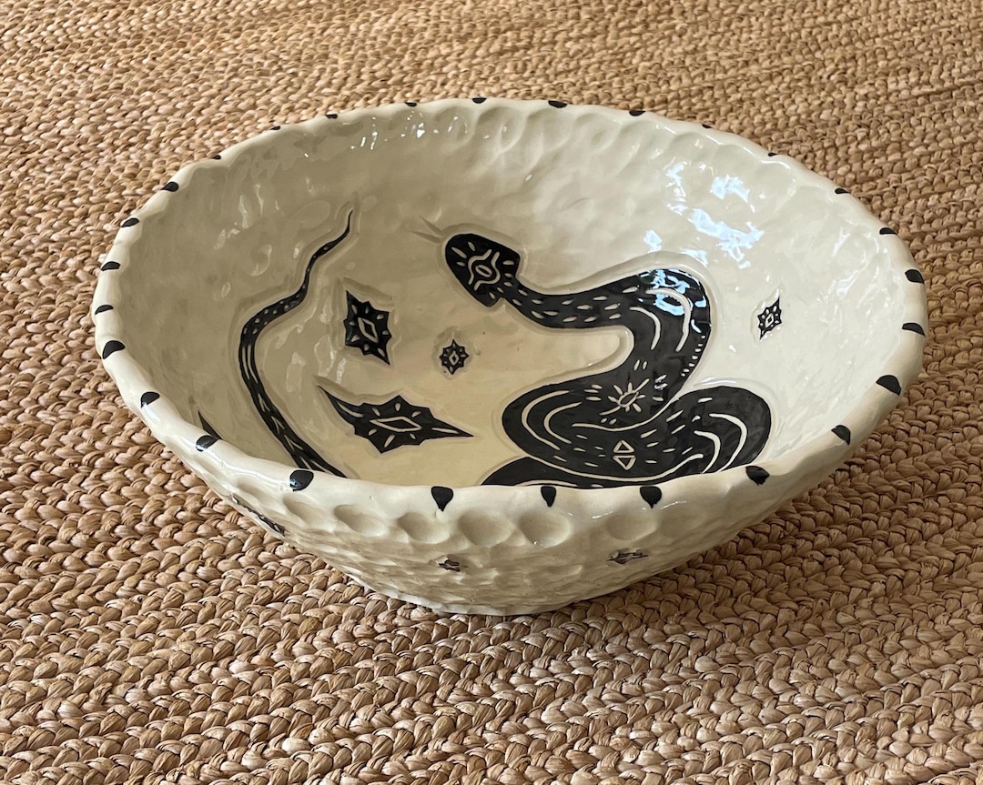 12 Inch Snake Spirit Serving Bowl Snake Bowl With Celestial Stars and ...