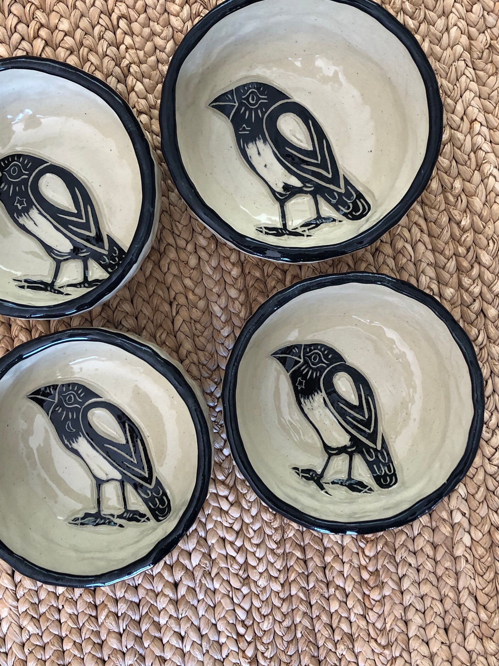 5'' Magpie Bowls Bowl Set White Clay/black - Etsy