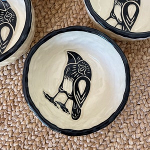 5'' Magpie Bowls - Bowl Set - White Clay/black Sgraffito - Set of 4, 6 ...