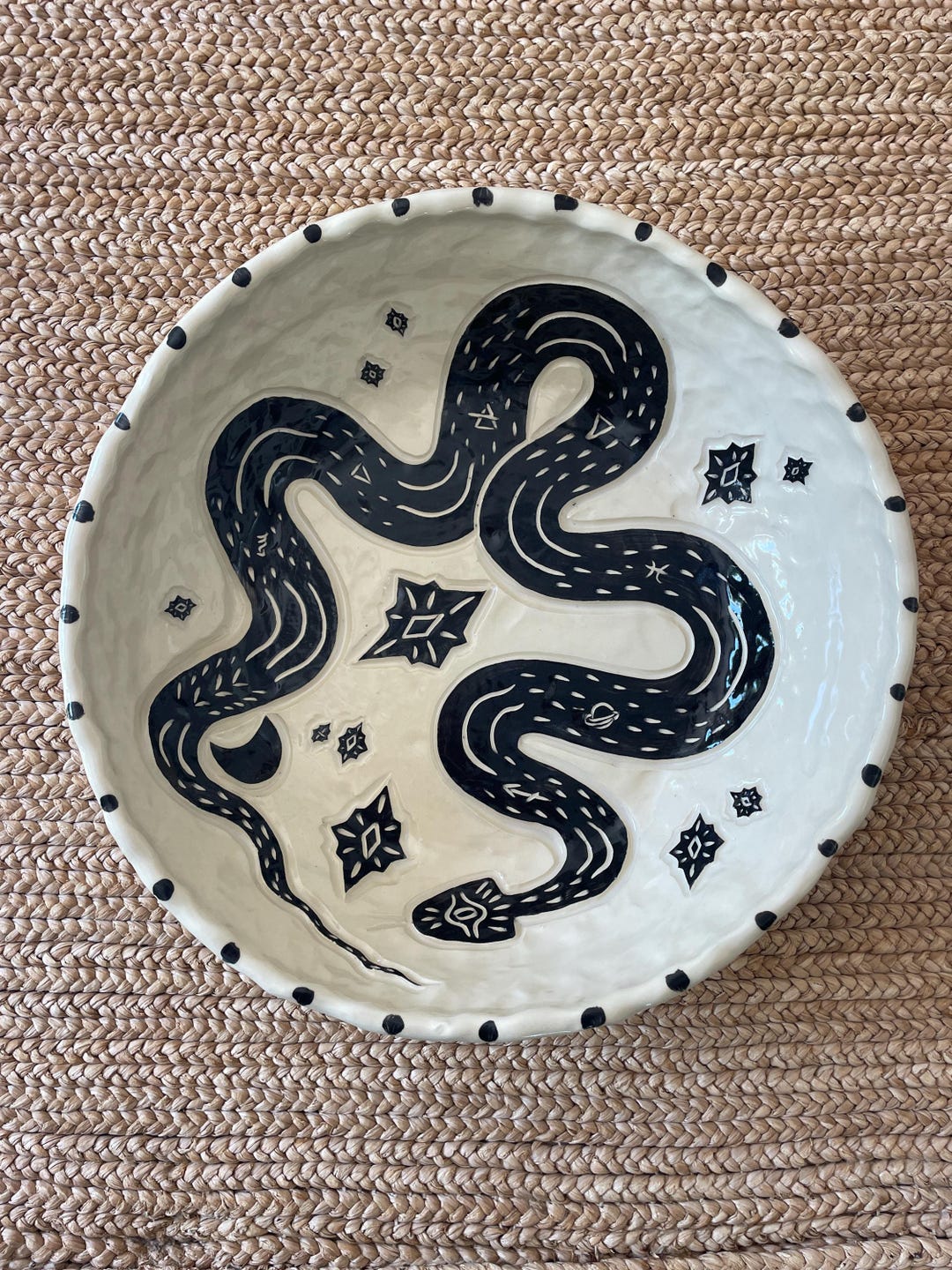 13 Inch Snake Spirit Serving Bowl - Snake Pasta Bowl W/ Celestial Stars ...