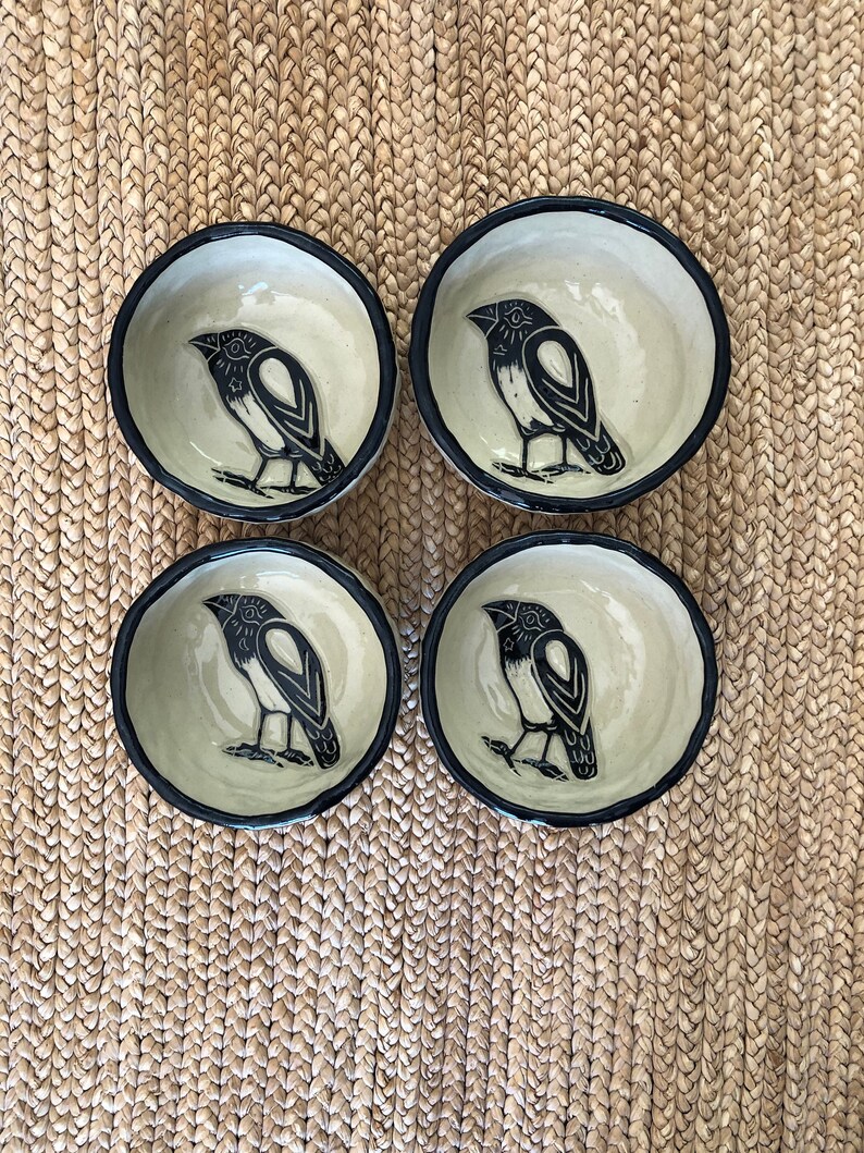 5'' Magpie Bowls Bowl Set White Clay/black - Etsy