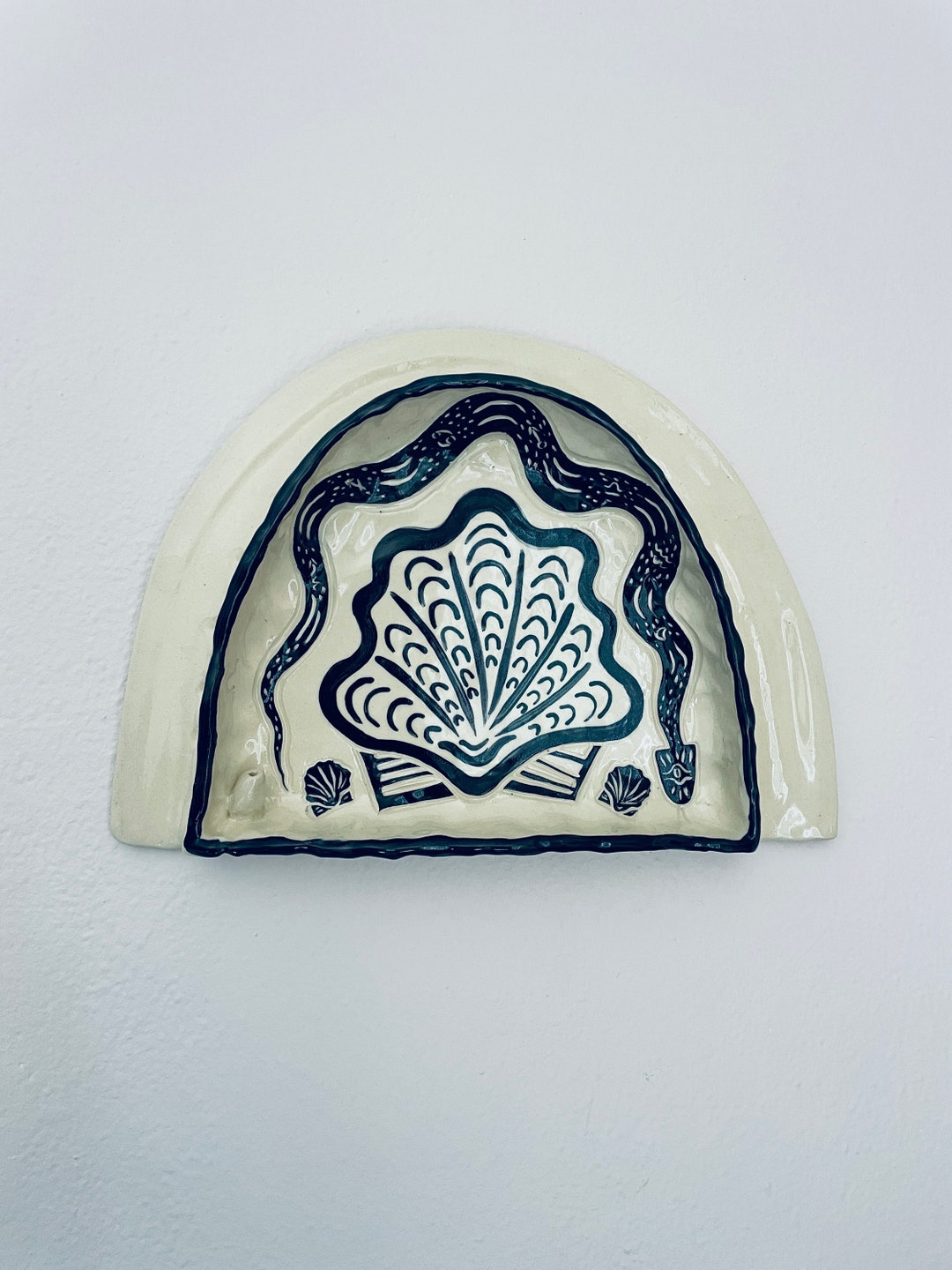 Serpent and Shell Altar - Clamshell/ Shell Wall Hanging Piece - Ceramic ...