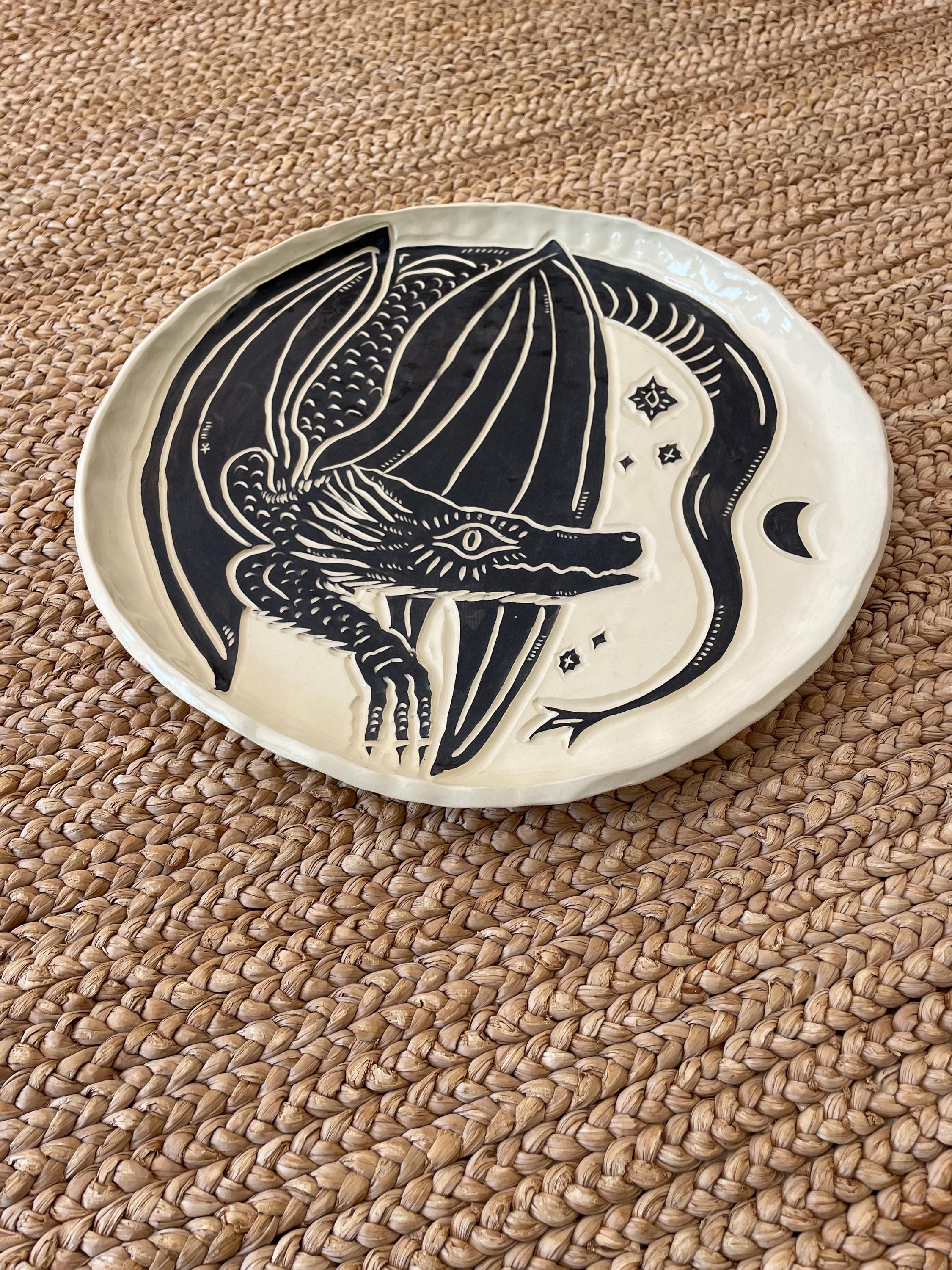 Medieval Bestiary Platter - Dragon Platter - Dragon Plate - 12 Inch ...